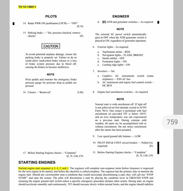 Sequence of Engine Ground operation - C-130 General - C-130 Hercules ...